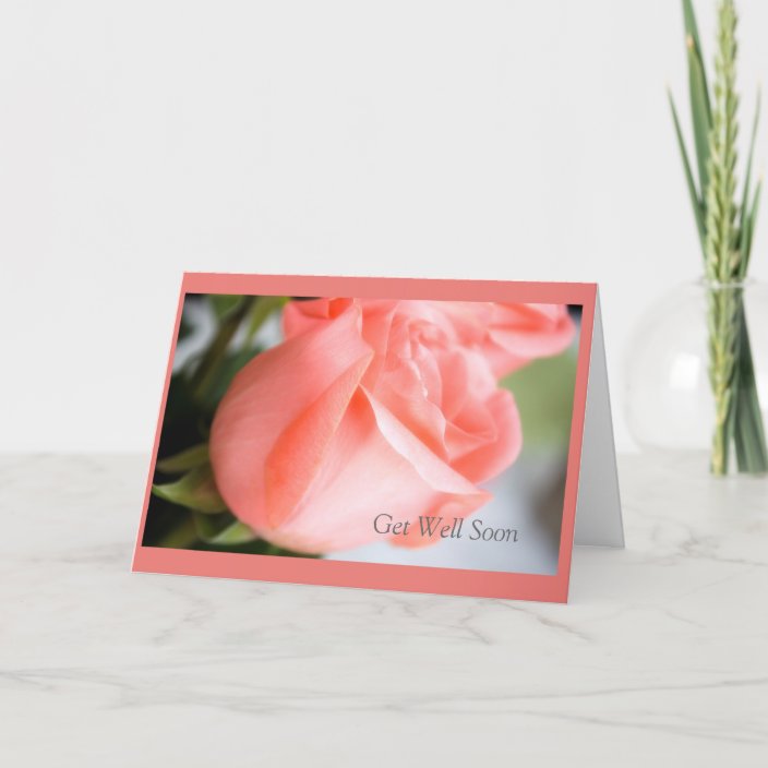 Get Well Soon with Rose Design Card | Zazzle.com
