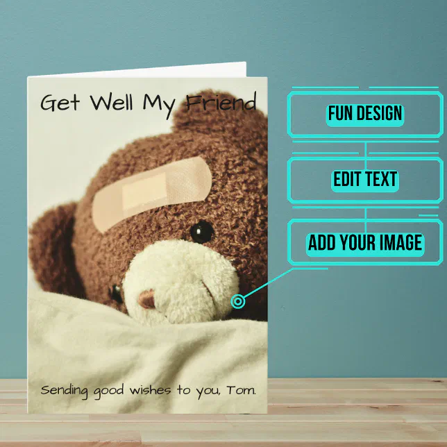 Get Well Teddy Bear Card | Zazzle