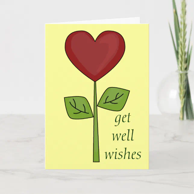 Get Well Wishes - Blooming Heart Flower Card | Zazzle
