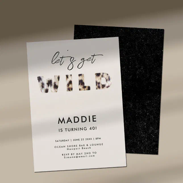 Get Wild Leopard Fur Letters Elegant 40th Birthday Invitation | Zazzle