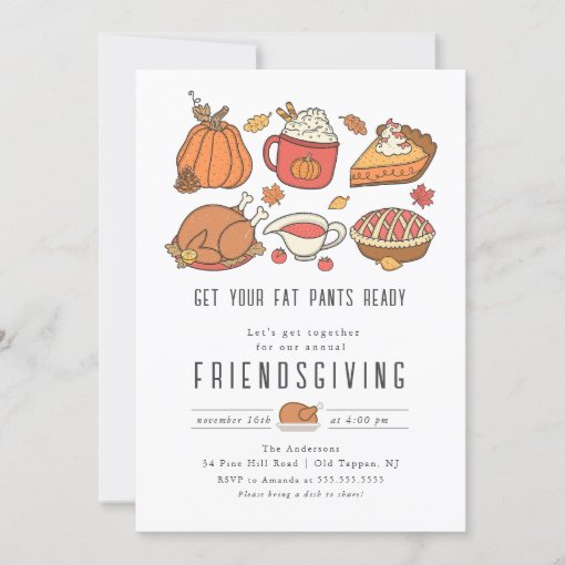 Get Your Fat Pants Ready Friendsgiving Invitation | Zazzle