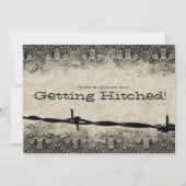 Getting Hitched Old Country Wedding Invitation | Zazzle