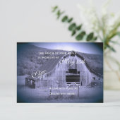 Getting Hitched Rustic Barn Wedding RSVP Card Blue | Zazzle