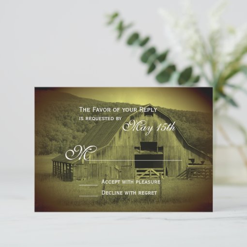 Getting Hitched Rustic Barn Wedding RSVP Cards | Zazzle