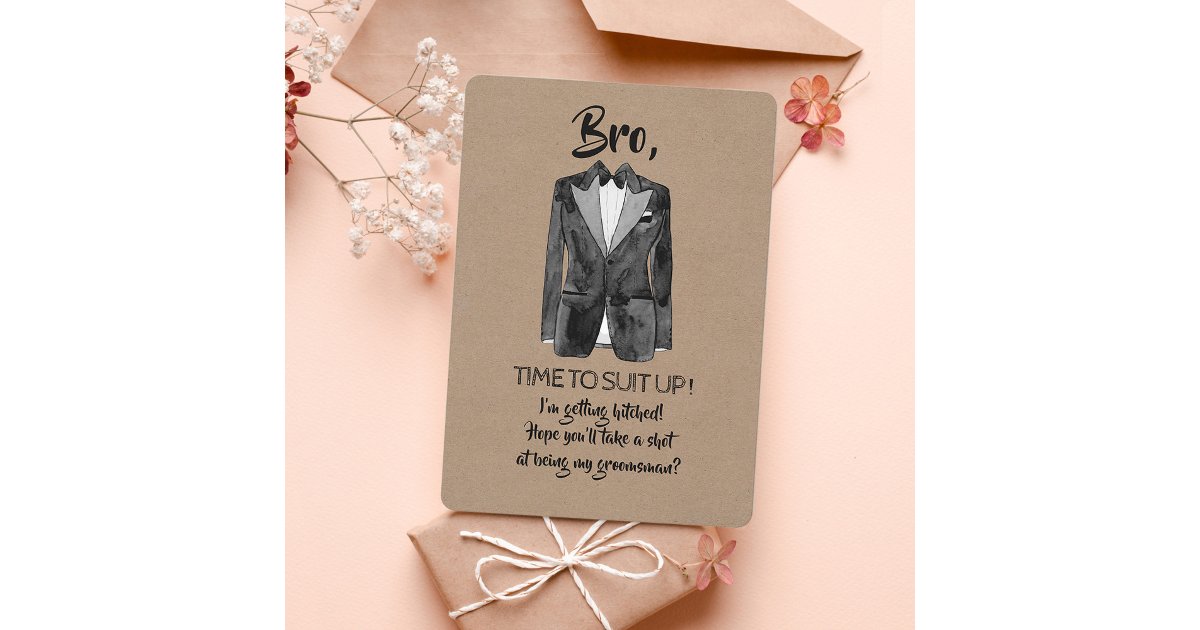 Getting Hitched - Suit Up - Funny Groomsman Invite | Zazzle
