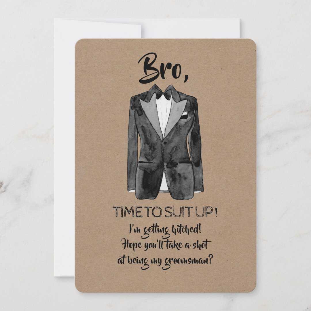 Getting Hitched - Suit Up - Funny Groomsman Invite | Zazzle