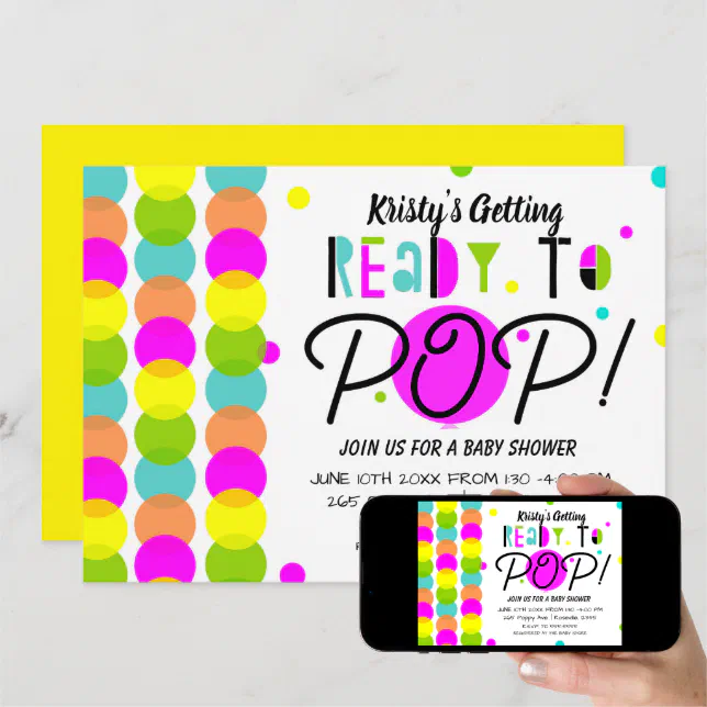 Getting Ready to Pop Modern Colorful Baby Shower Invitation | Zazzle