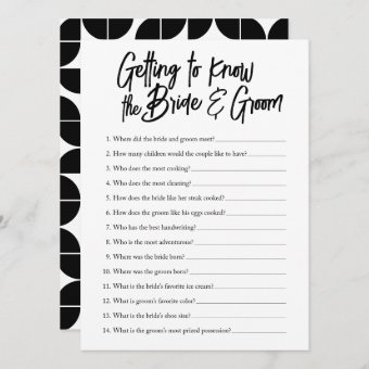 getting to know the bride and groom shower game invitation | Zazzle