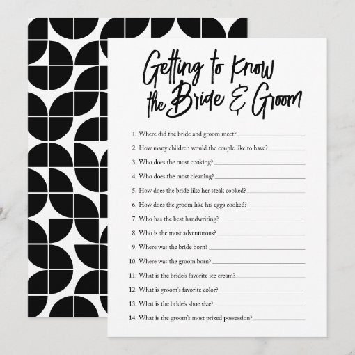 getting to know the bride and groom shower game invitation | Zazzle