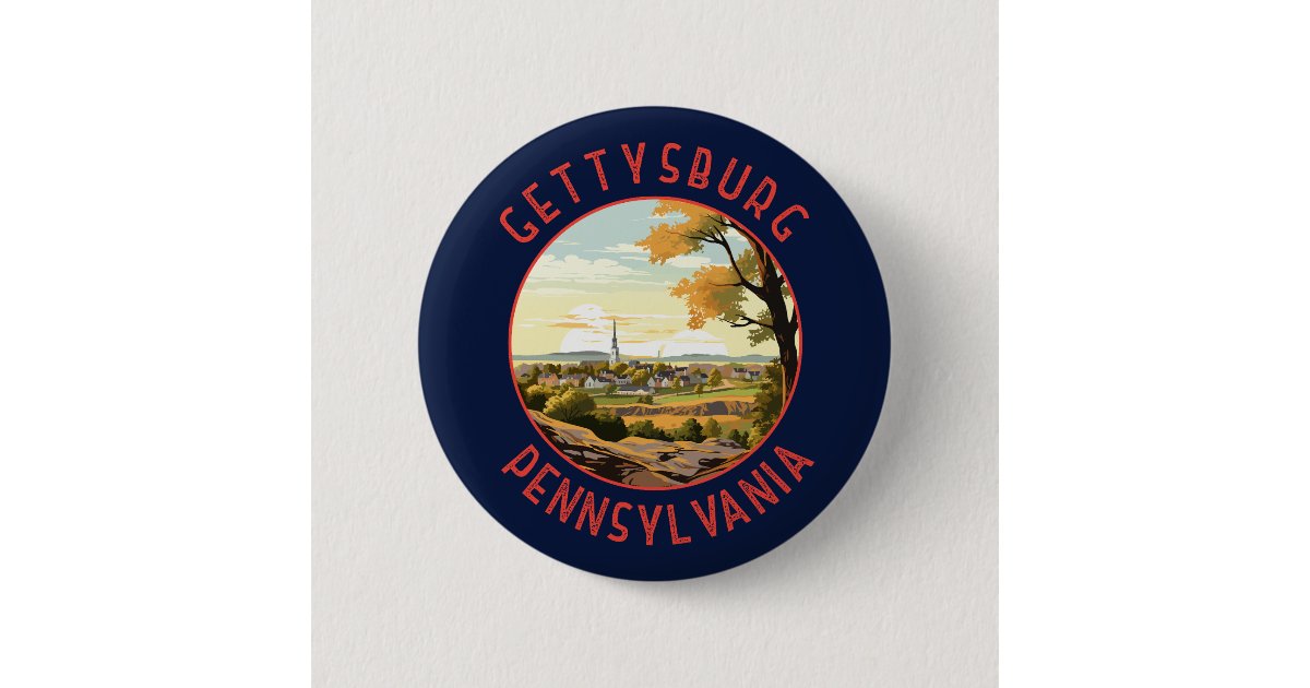 Gettysburg Pennsylvania Retro Distressed Circle Button | Zazzle