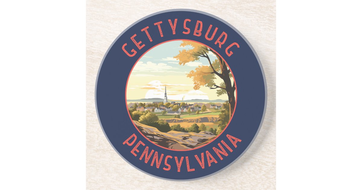 Gettysburg Pennsylvania Retro Distressed Circle Coaster | Zazzle