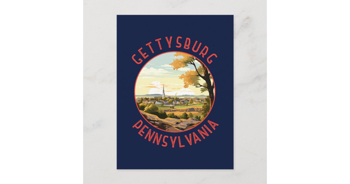 Gettysburg Pennsylvania Retro Distressed Circle Postcard | Zazzle