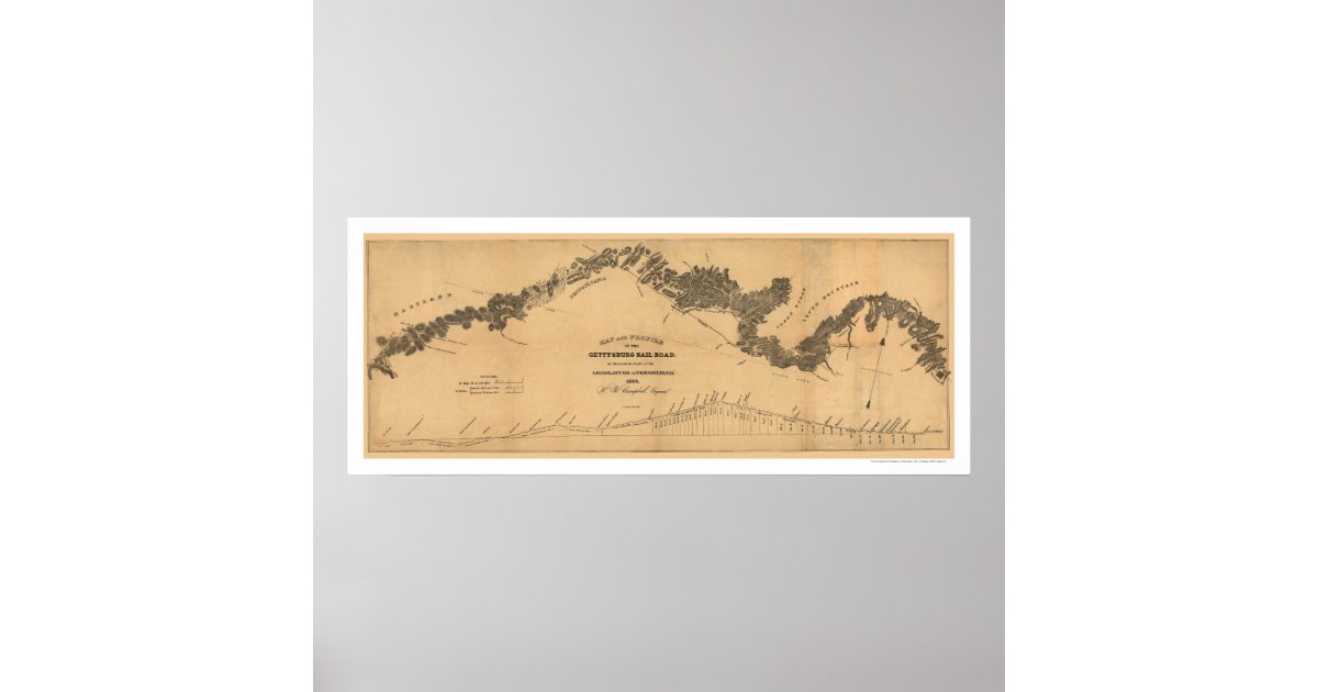 Gettysburg Railroad Map 1839 Poster | Zazzle