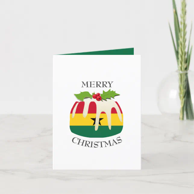 GHANA FLAG | Christmas Pudding | Festive Holiday Card | Zazzle