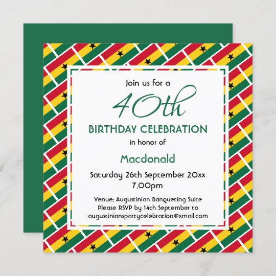 GHANA FLAG Custom Birthday Celebration Invitation | Zazzle.com