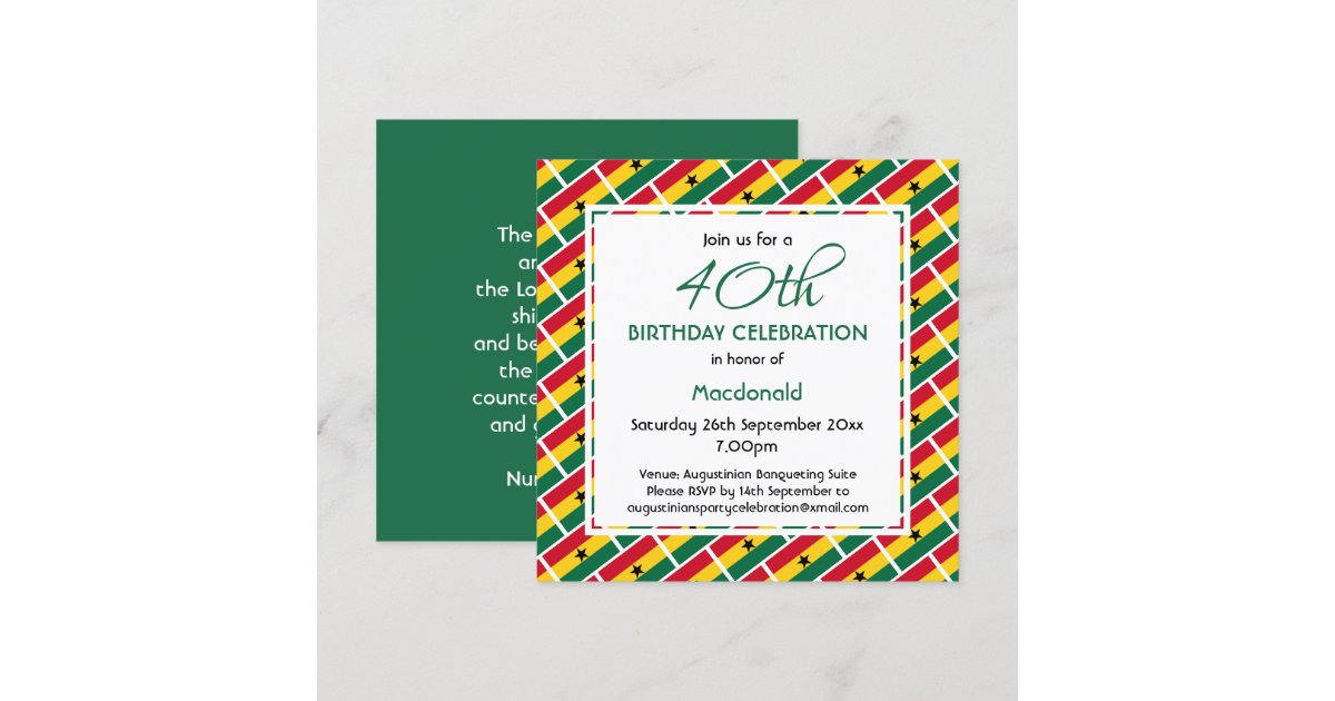 GHANA FLAG Custom Birthday Celebration Invitation | Zazzle