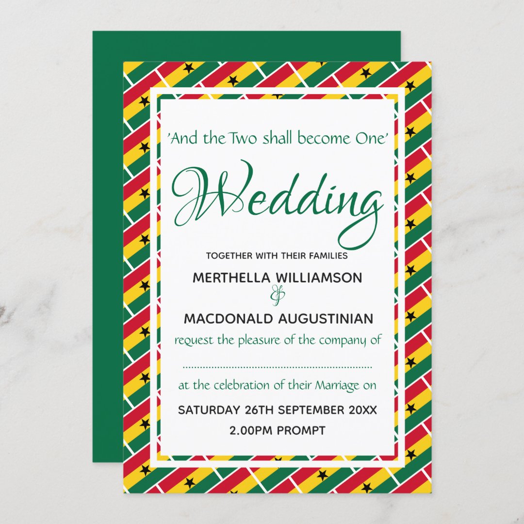GHANA Flag Customized Ghanaian Wedding Invitation | Zazzle