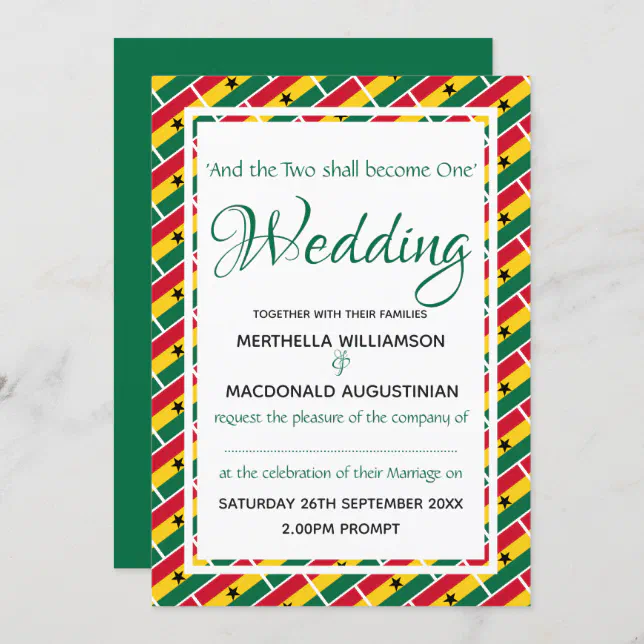 GHANA Flag Customized Ghanaian Wedding Invitation | Zazzle