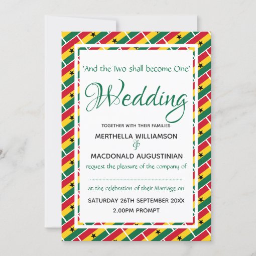 GHANA Flag Customized Ghanaian Wedding Invitation | Zazzle