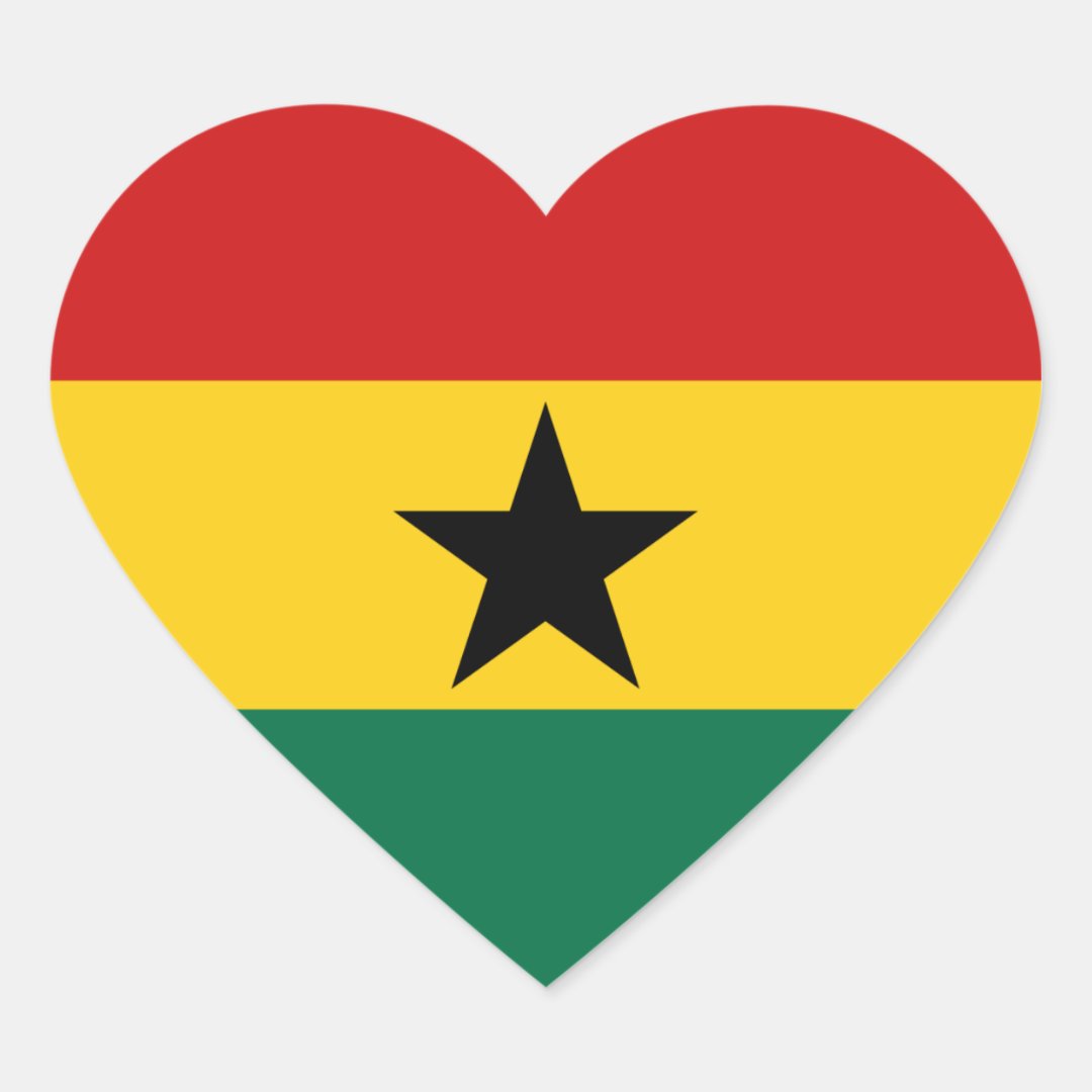 Ghana Flag Heart Sticker | Zazzle
