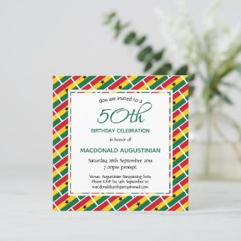 GHANA FLAG Personalized 50th Birthday Invitation | Zazzle
