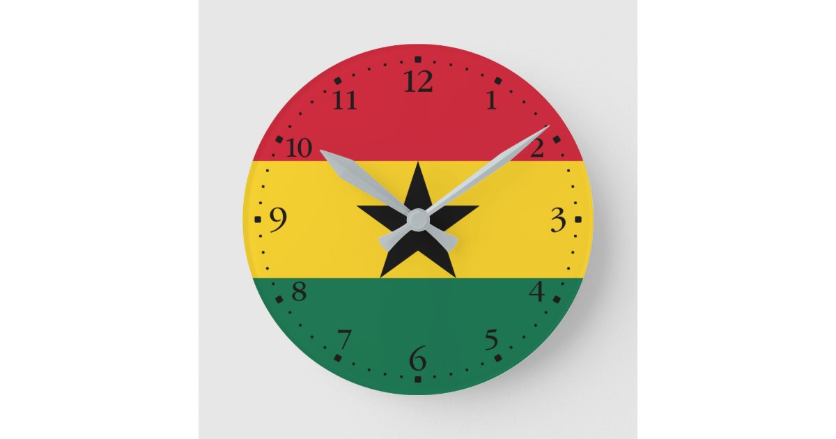 Ghana Flag Round Clock | Zazzle