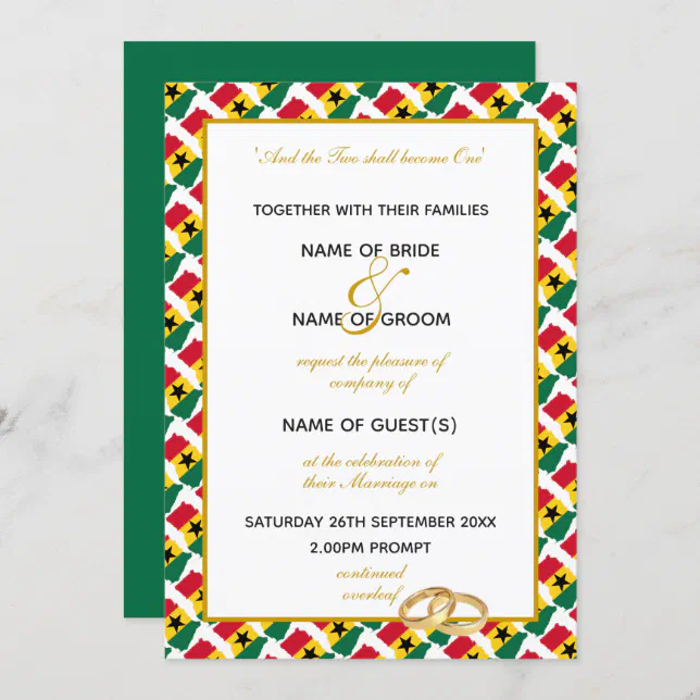 GHANA MAP with Elegant Script Ghanaian Wedding Invitation | Zazzle