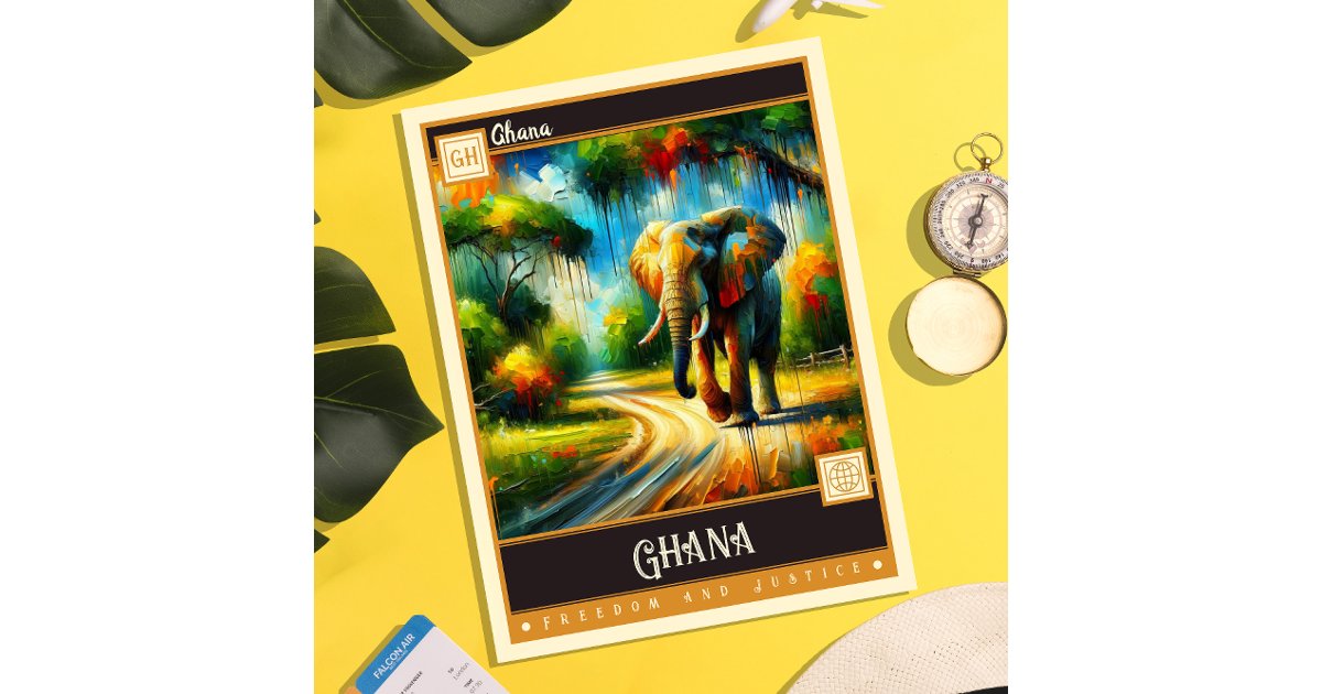 Ghana | Vintage Painting Postcard | Zazzle