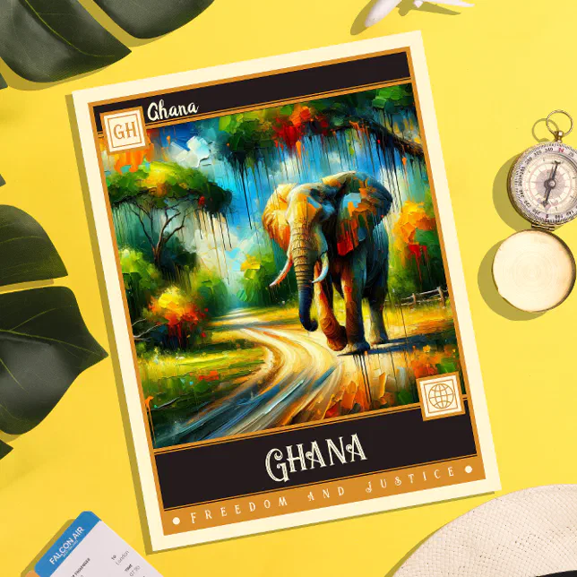 Ghana | Vintage Painting Postcard | Zazzle