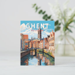 Ghent Belgium Travel Art Vintage Postcard | Zazzle