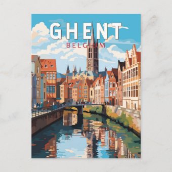 Ghent Belgium Travel Art Vintage Postcard | Zazzle