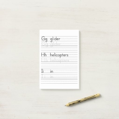 GHI Writing Practice Alphabet Worksheet Notepad | Zazzle