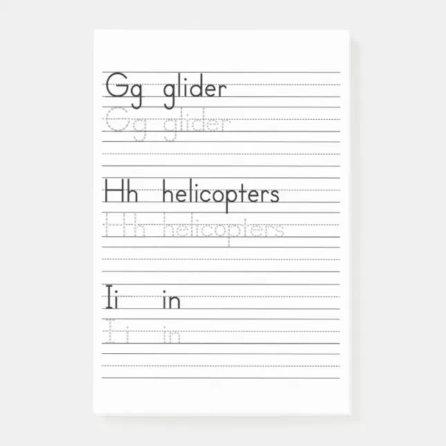 GHI Writing Practice Alphabet Worksheet Notepad | Zazzle