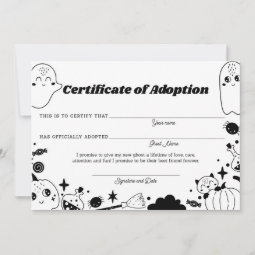 Ghost Adoption Orange Halloween Party Certificate | Zazzle