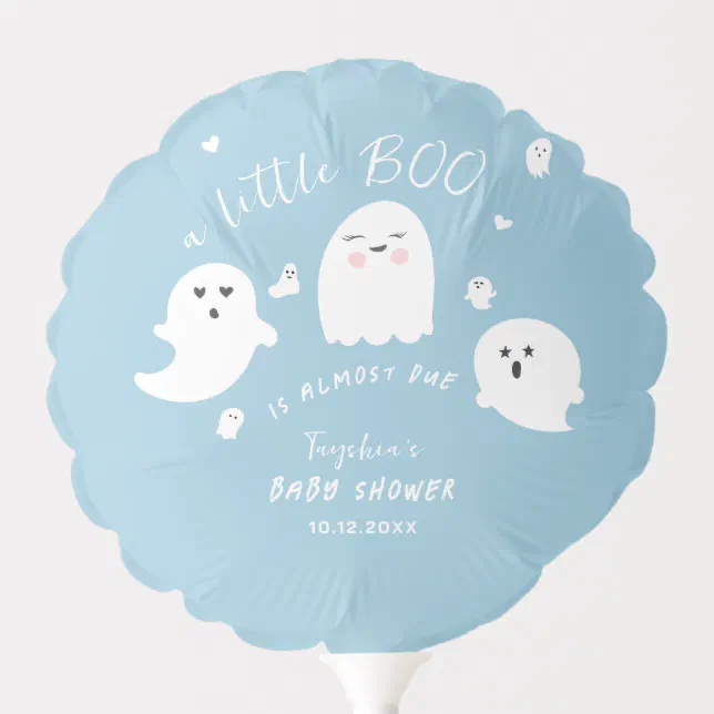 Ghost Boo Blue Boy Halloween Baby Shower Balloon | Zazzle