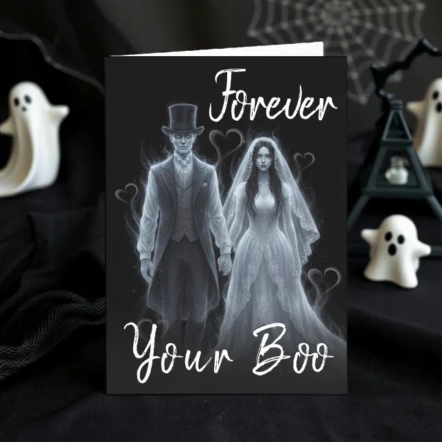 Ghost Boo Gothic Husband Wife Halloween Birthday Card | Zazzle