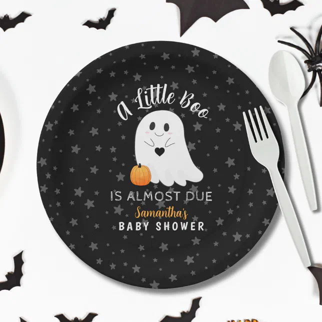Ghost Boo Halloween Baby Shower Paper Plates | Zazzle