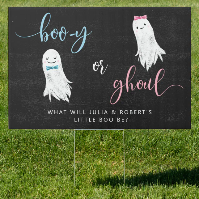 Ghost Boo-y or Ghoul Gender Reveal Party Sign | Zazzle