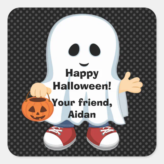 Ghost Boy | Kids Halloween Sticker | Zazzle