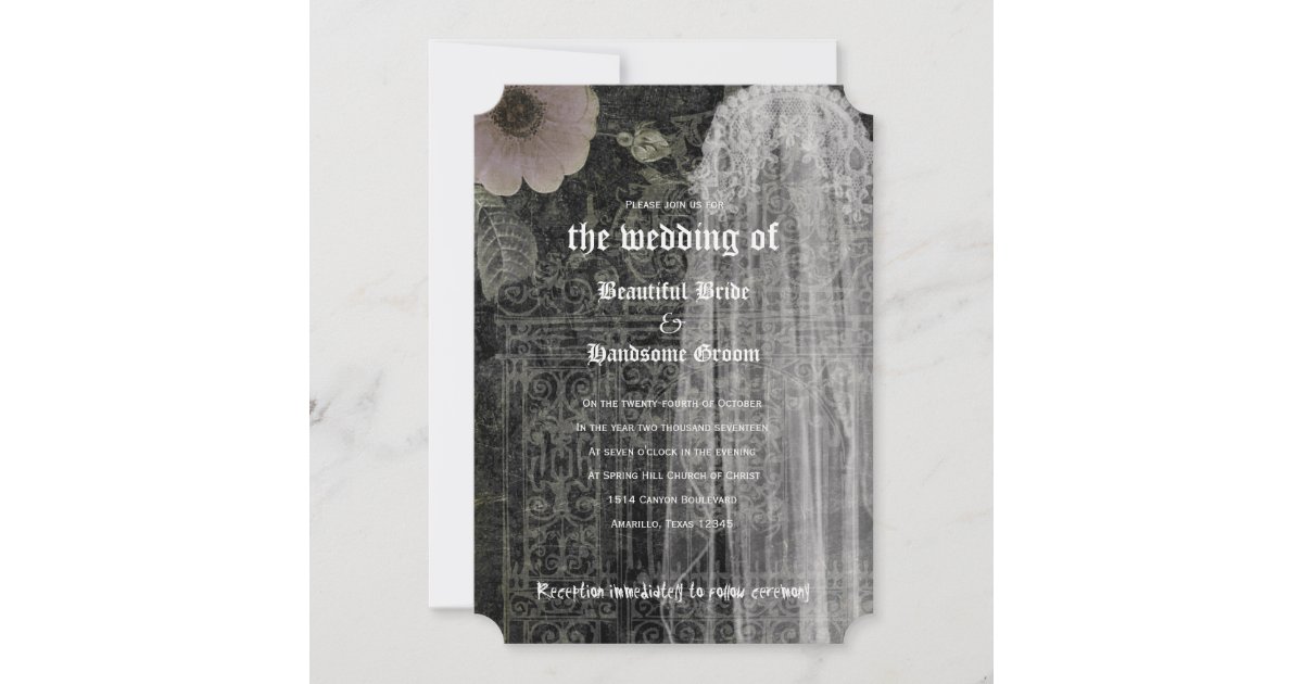 Ghost Bride Night Gothic Wedding Invitation | Zazzle