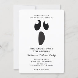 Ghost Face Halloween Party Trick or Treat Party Invitation | Zazzle