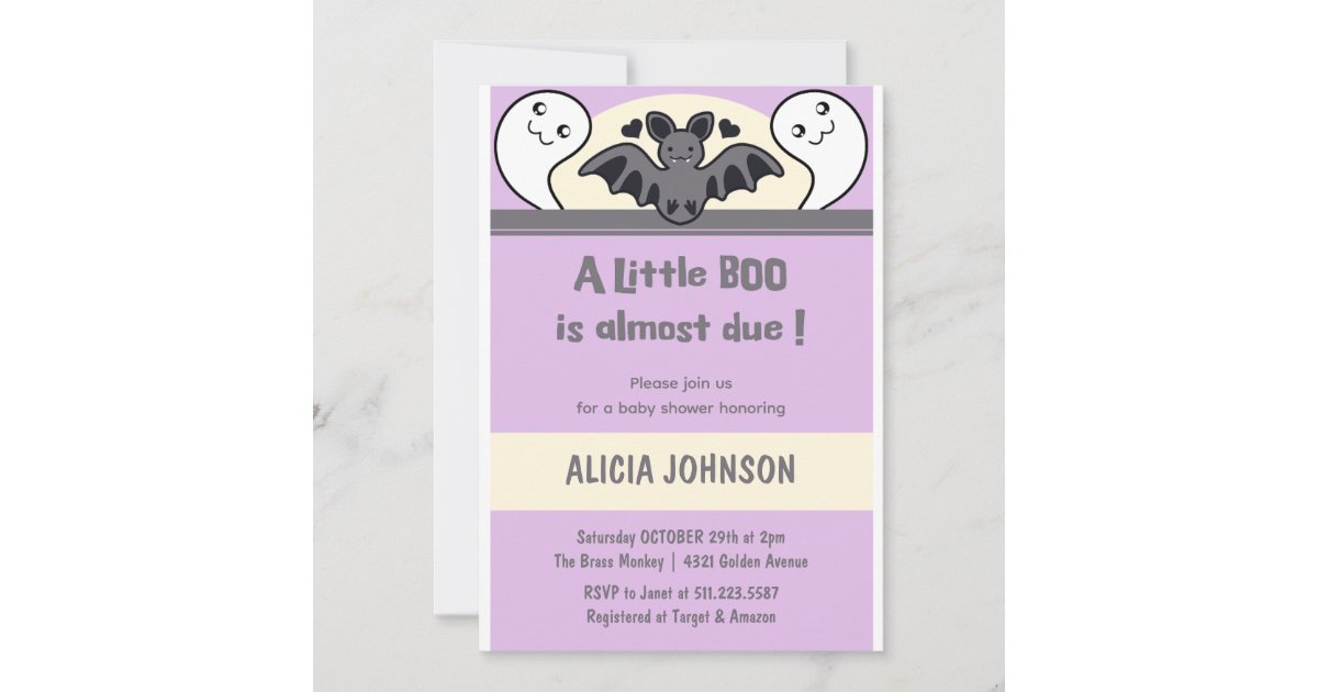 Ghost Flying Bat Halloween Baby shower Invitation | Zazzle