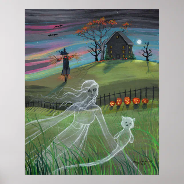 Ghost Friends Halloween Poster by Molly Harrison | Zazzle
