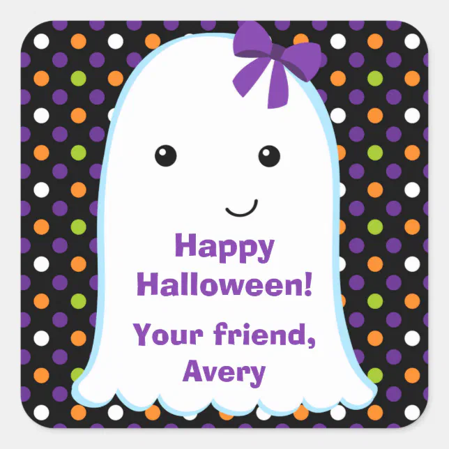 Ghost Girl | Kids Halloween Sticker | Zazzle