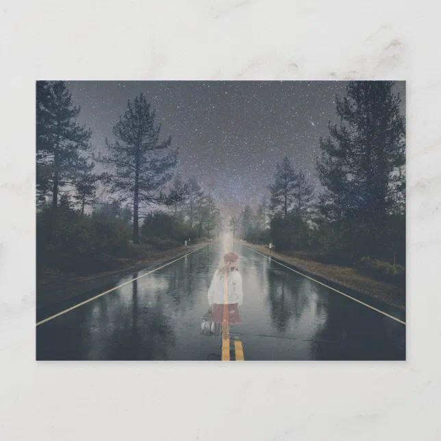 Ghost Girl Road Night Halloween Scary Horror Postcard | Zazzle