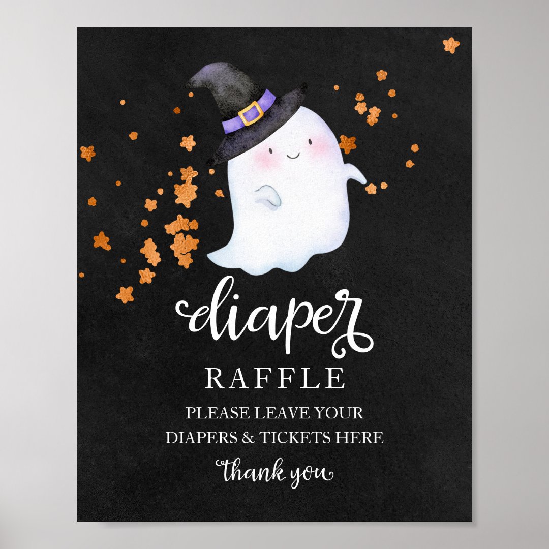 Ghost Halloween Baby Shower Diaper Raffle Sign | Zazzle