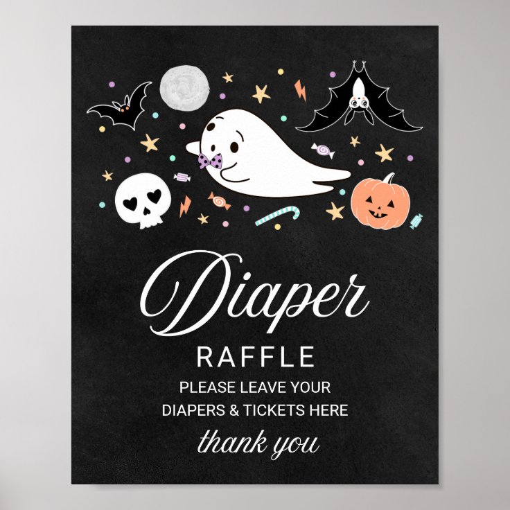 Ghost Halloween Baby Shower Diaper Raffle Sign | Zazzle