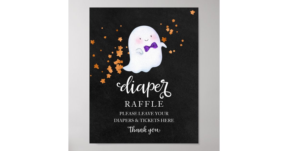Ghost Halloween Baby Shower Diaper Raffle Sign | Zazzle