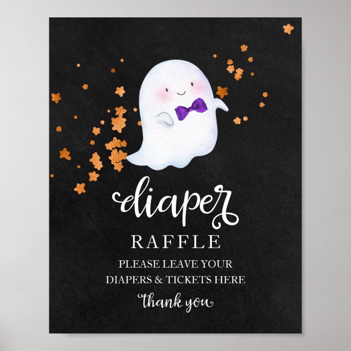 Ghost Halloween Baby Shower Diaper Raffle Sign | Zazzle.com