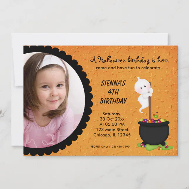 Ghost Halloween Birthday Invitation | Zazzle